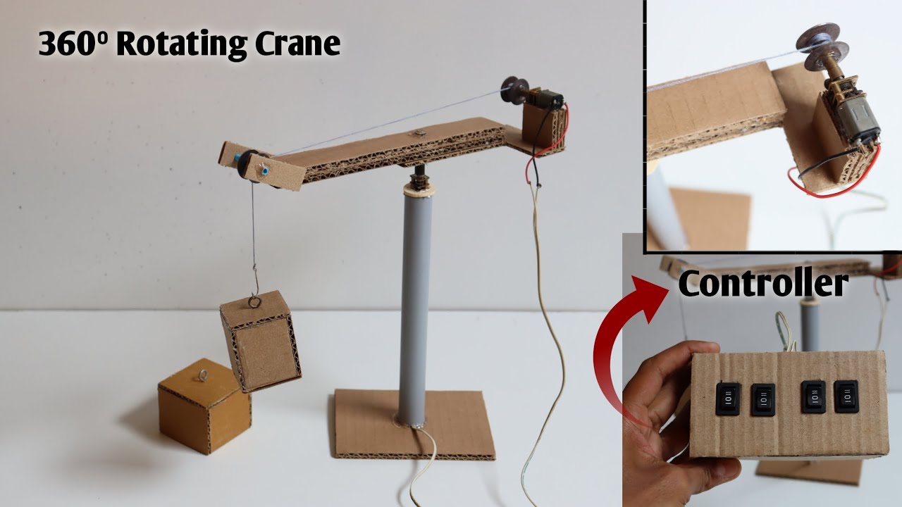 How To Make a 360° Rotating Crane || DC Motor - YouTube