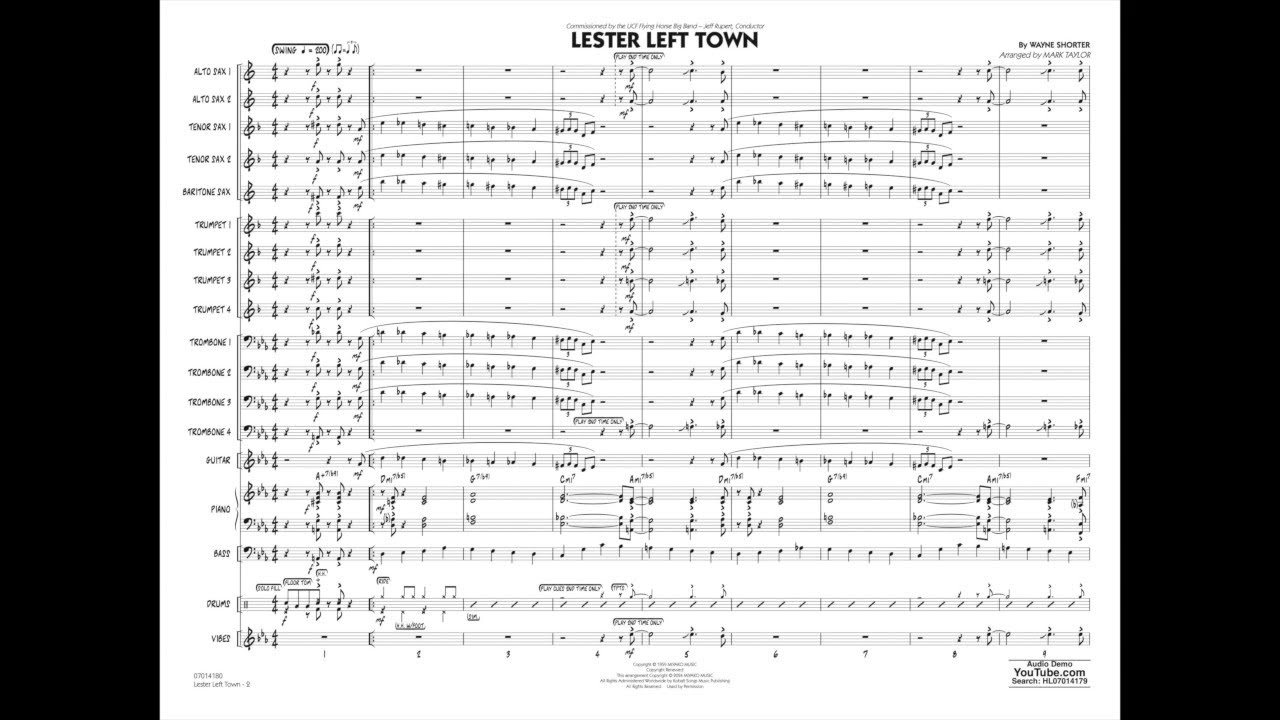 Lester Left Town by Wayne Shorter | Arr. by Mark Taylor - YouTube