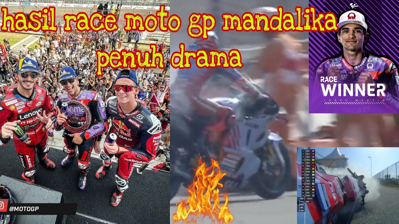 hasil race motogp mandalika yang penuh dengan drama #motogp - YouTube