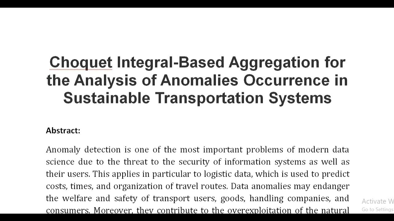 Choquet Integral Based Aggregation for the Analysis of Anomalies Occurrence in Sustainable ...