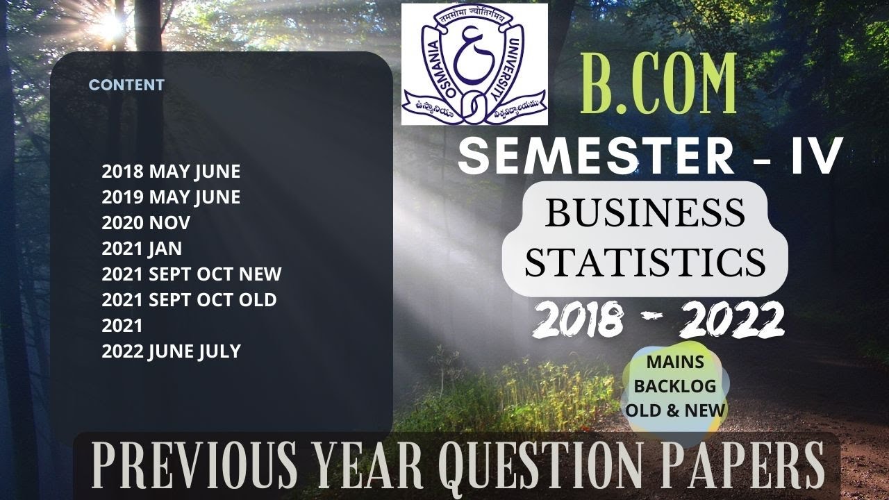 Business statistics Semester 3 | Previous Years Question Papers | 2018 ...