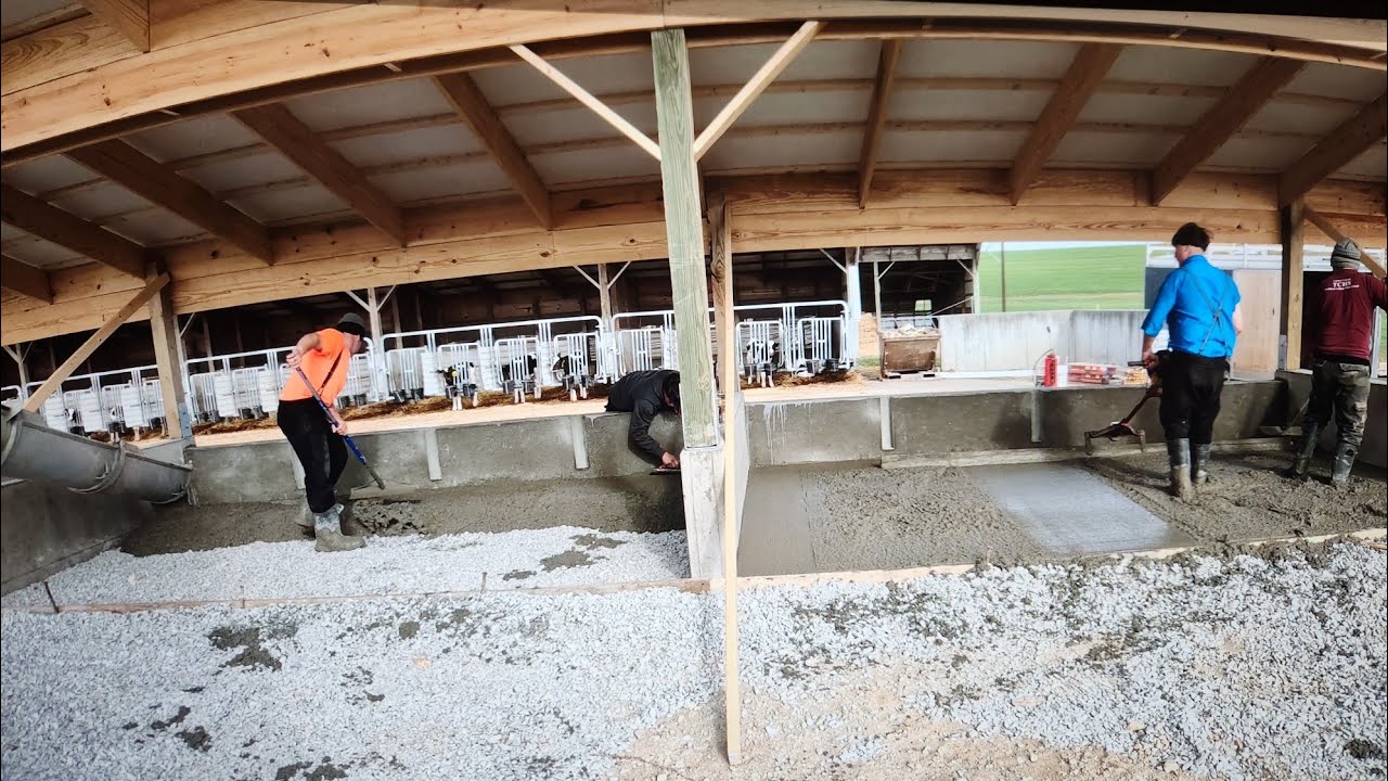 Pouring Pad for New Calf Barn - YouTube