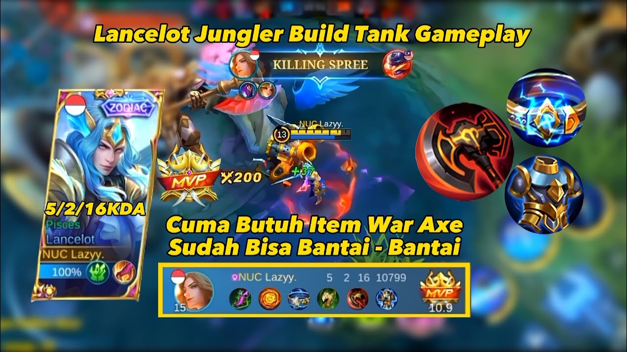 Lancelot Jungler Build Tank | Cuma Butuh Item Damage War Axe Sudah Bisa ...
