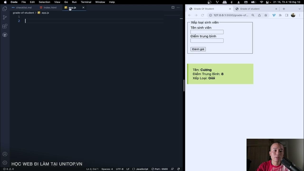 Học Javascript Cơ Bản Người Mới Bắt đầu Bài Tập Xếp Loại Học Lực Sinh Viên Unitopvn Youtube