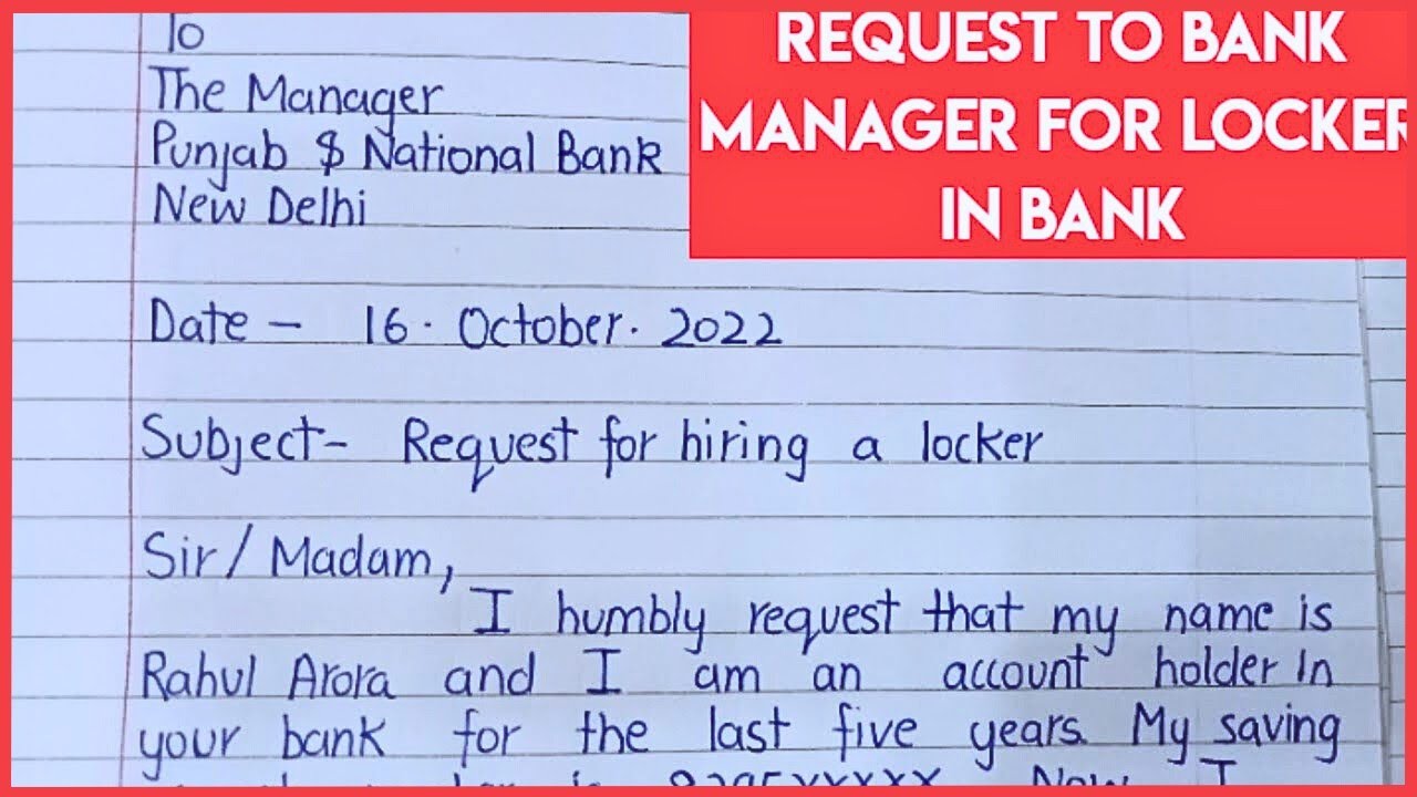 How to write a letter to bank manager for locker || application for ...