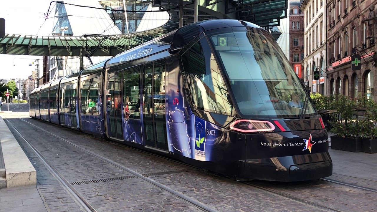 The Strasbourg tramway, Strasbourg, France (05011) - YouTube