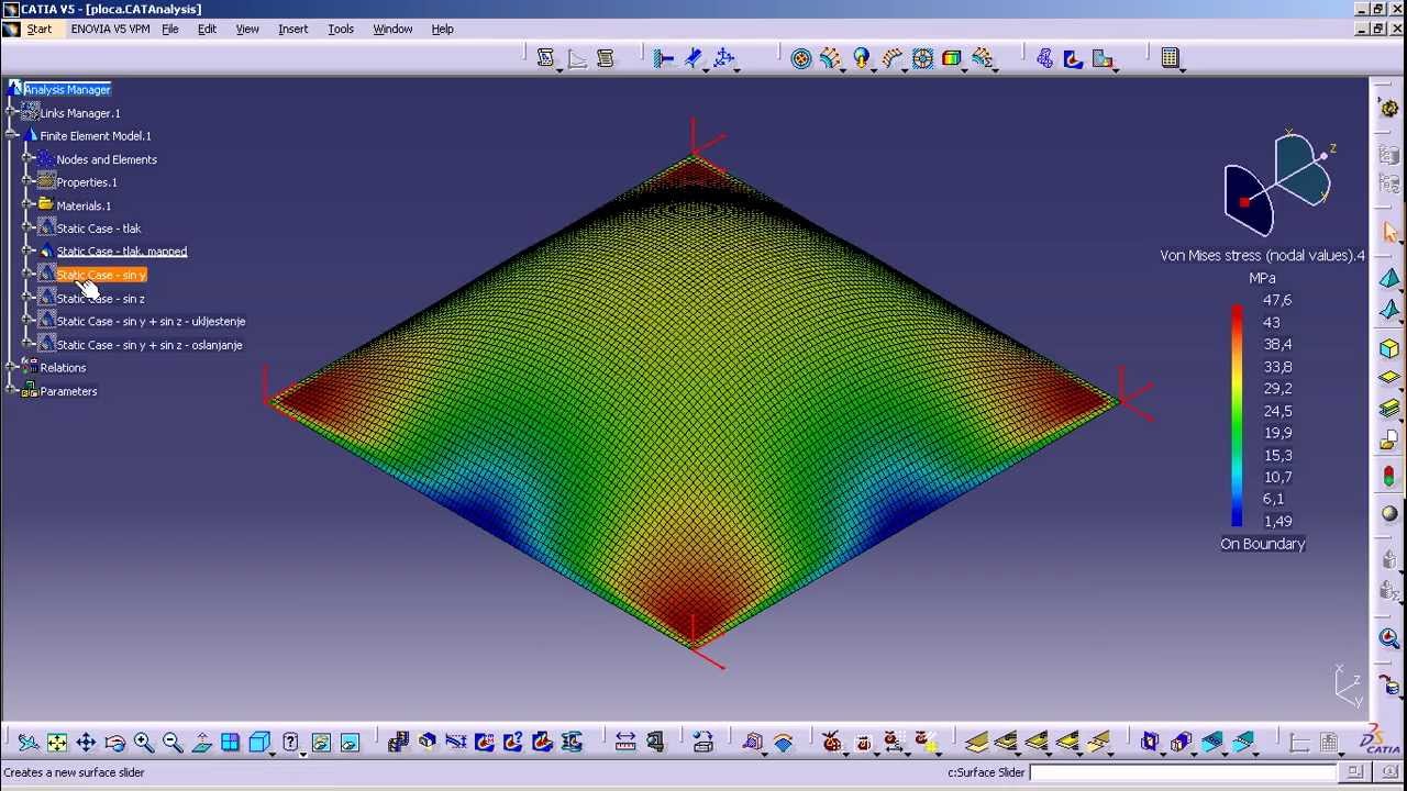 Rectangular shell elastic deformation, GSA FEM module Catia V5R18 - YouTube