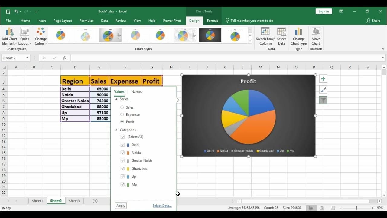 Ms Excel me Chart & Graphs | How to Make a Chart in Excel #excel #exceltutorial - YouTube
