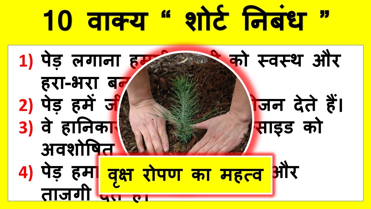 10 lines on Importance of Trees Plantation in Hindi || 2024 - YouTube