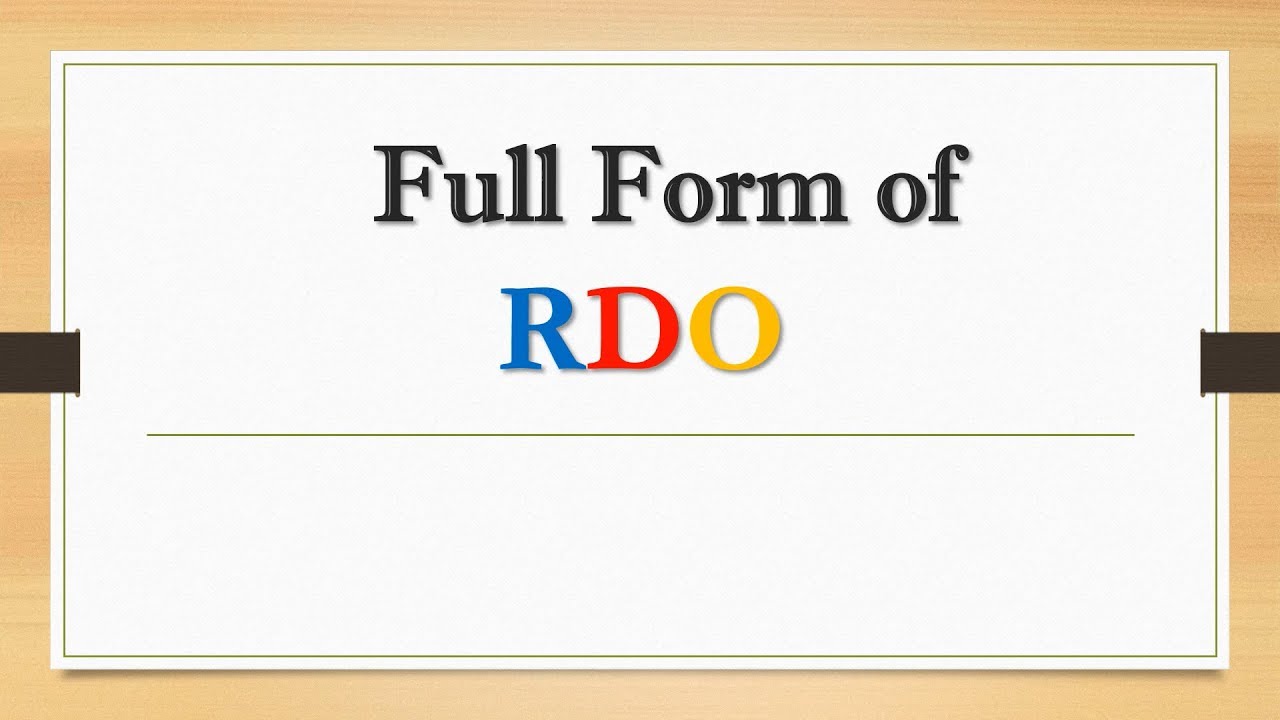 Full Form Of RDO Did You Know YouTube