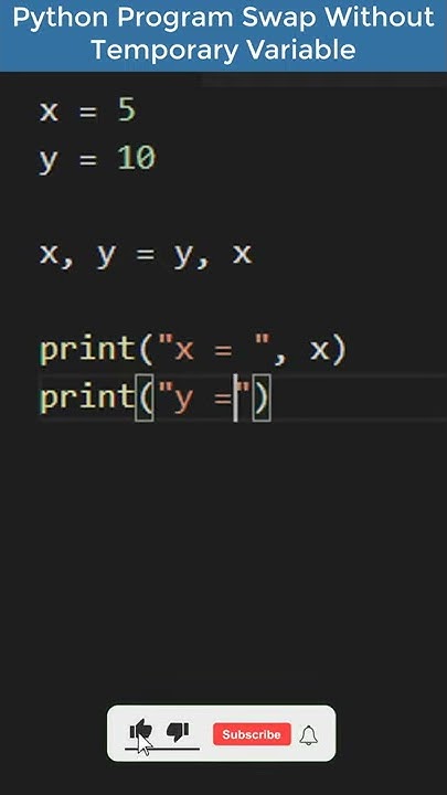 Python Program Swap Two Numbers Without Temporary Variable Shorts