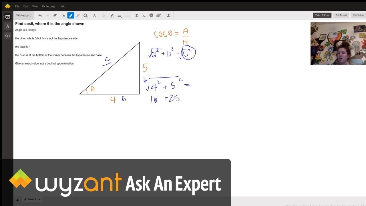 Video explanation of cos theta ---- assuming triangle is a right ...