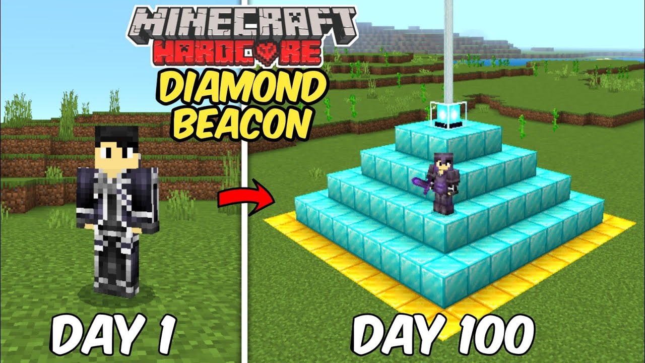 I made a DIAMOND BEACON in 100 days in Minecraft hardcore! - YouTube