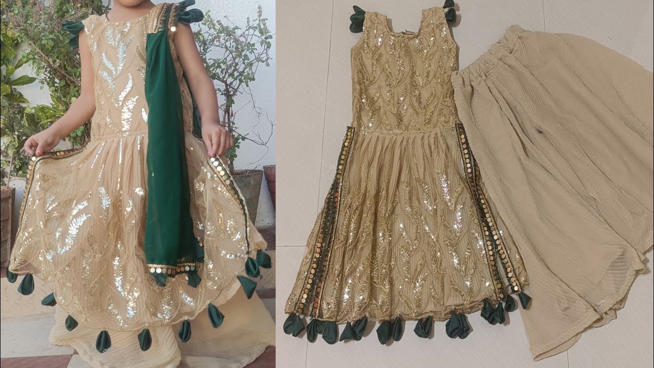 4-5 Year Baby Naira Cut Kurti With Circular Plazo//Eid Special Baby ...