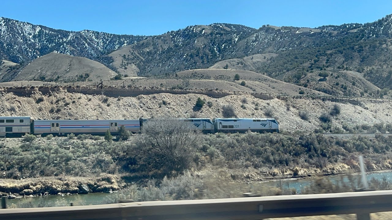 Amtrak 201 Leads AMTK 5 Thru Glenwood Springs, COs Canyon! 3-23-25 ...