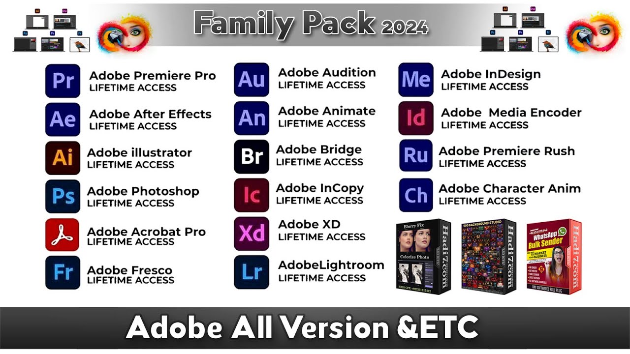 Creative Cloud Family Pack 2024, Adobe All Latest Version Availble ...