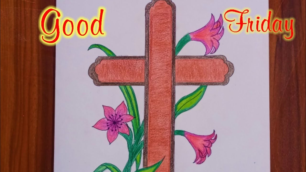 How To Draw Good Friday Drawing || How to draw Christian Cross || How ...