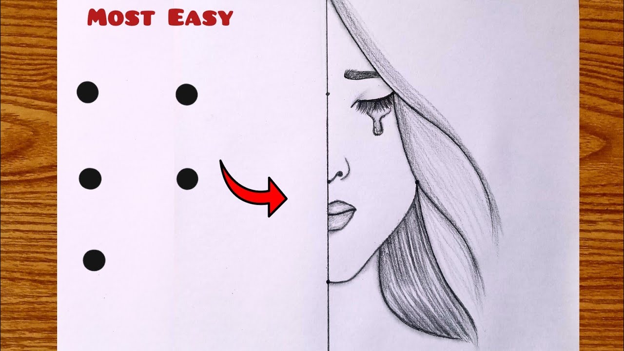 How to draw a crying girl with Points |Girl Drawing |Easy Drawing ...