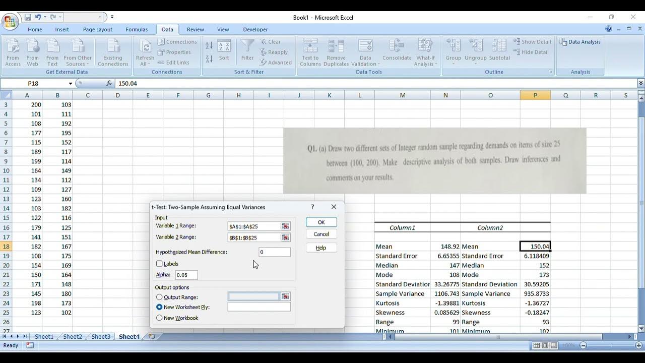 random number generation, descriptive analysis and to draw inference in excel #excel #statistics ...