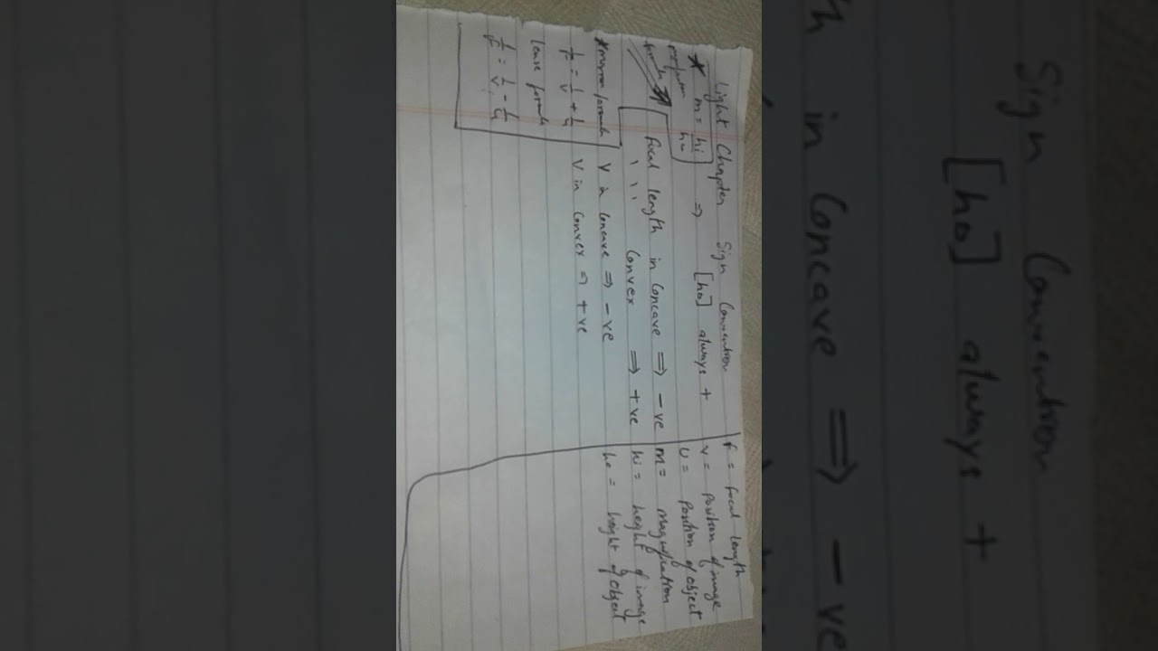 Sign convention of chapter LIGHT for class X Physics - YouTube