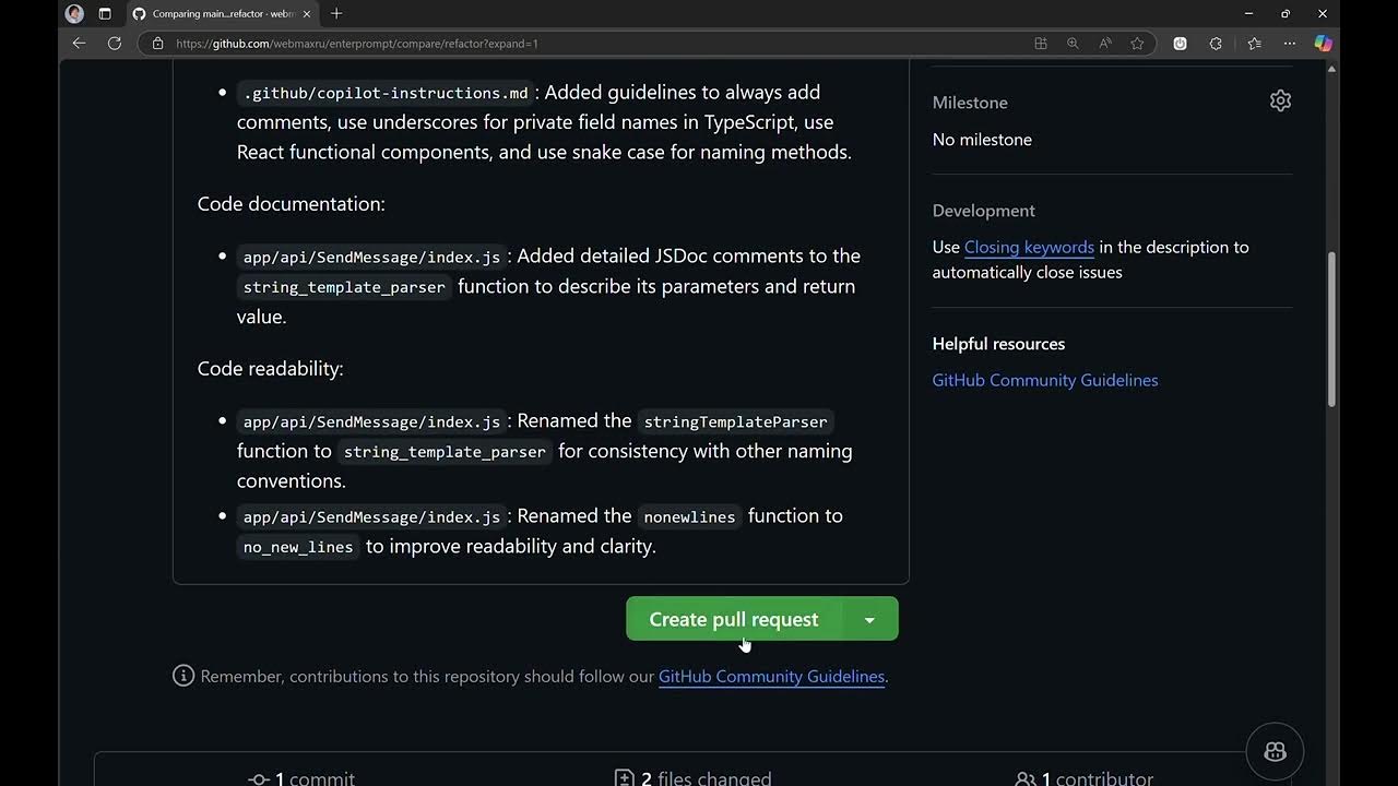 GitHub Copilot Demo: Pull request auto description, Copilot on github.com - YouTube