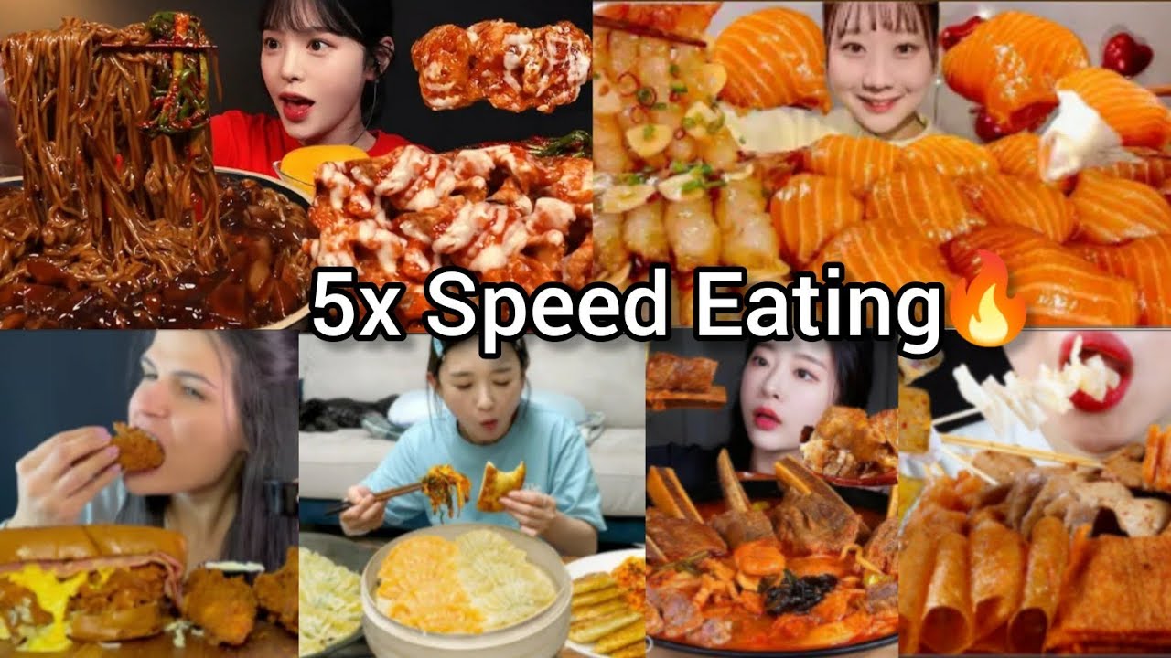 5x Speed Eating Sound | BEST COMPILATION | ASMR MUKBANG | Satisfying ...