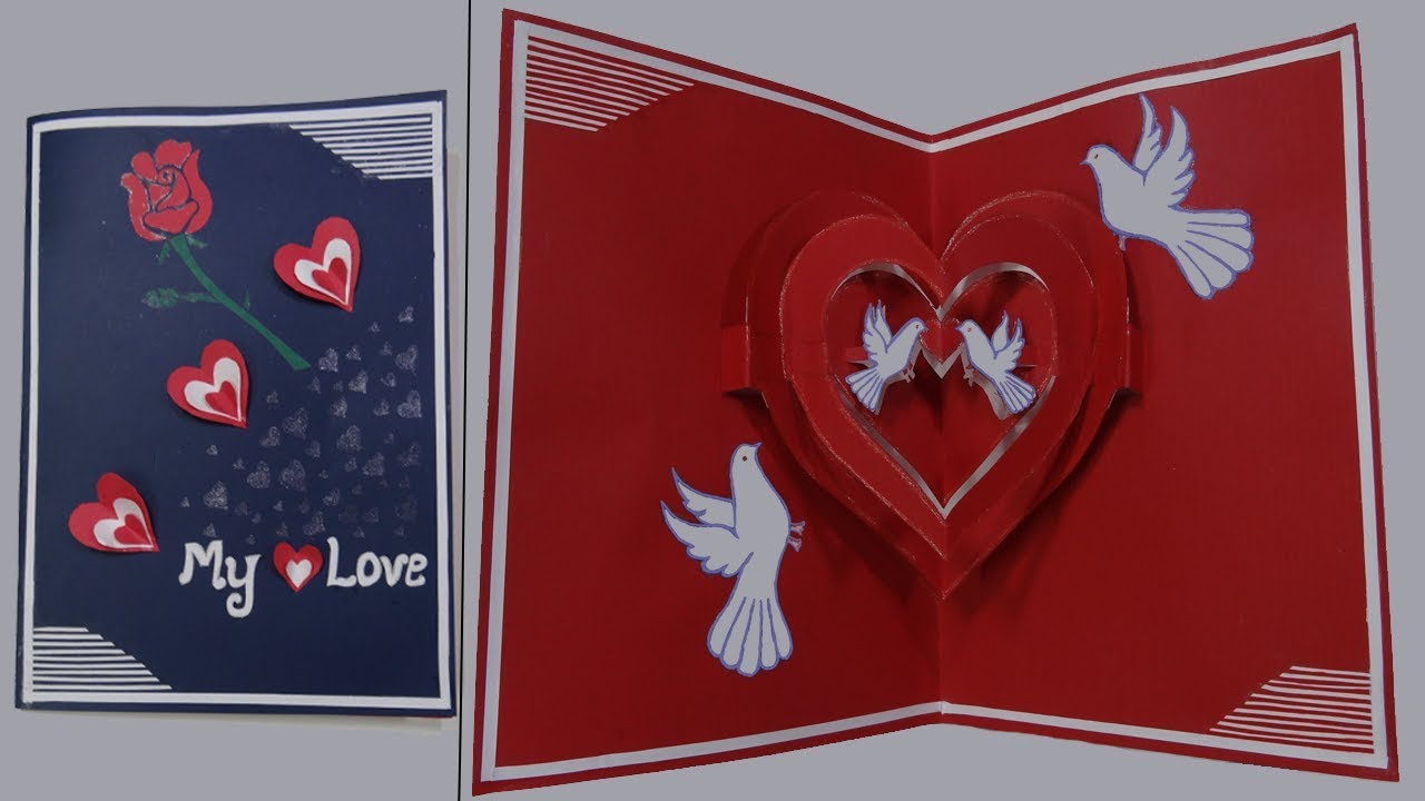 DIY Valentine card | how to make valentine's day gift pop up card ...