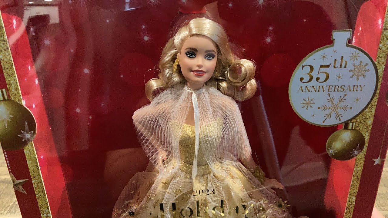 Holiday Barbie 35th anniversary Barbie 2023 blonde review - YouTube