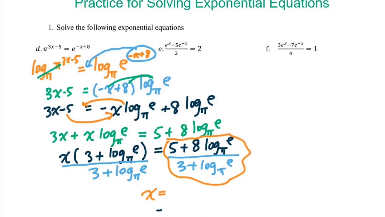 Practice for Solving Exponential Equations - YouTube