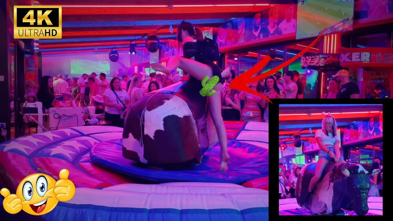 Benidorm Mechanical Bull Riding champions....... ? || Full enjoy Fun ...