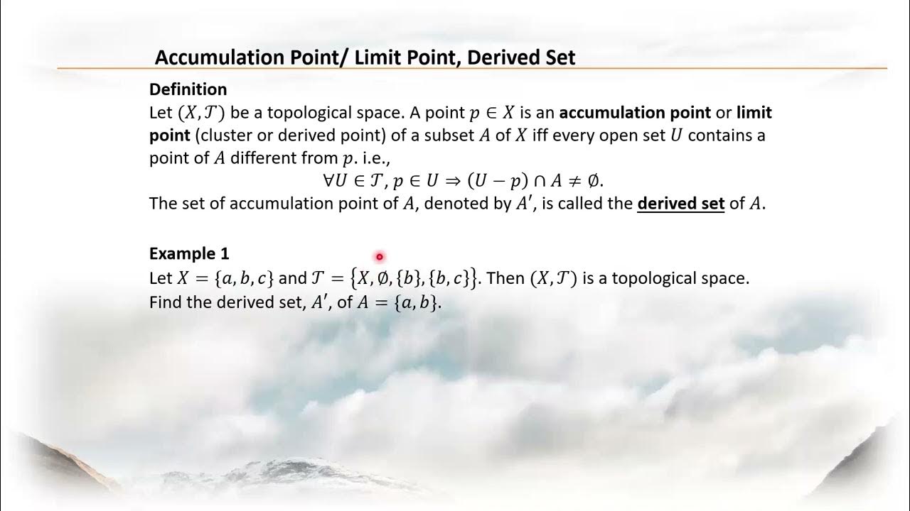 Accumulation point/ Limit point, Derived Set | Topology - YouTube