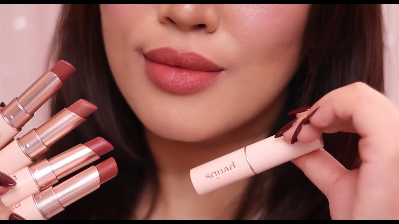 Squad Cosmetics Mellow Matte Lipstick Lip Swatches on light-medium ...