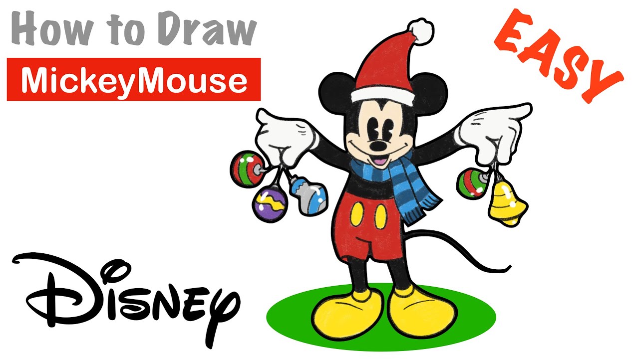 How to draw Mickey Mouse | Christmas Drawing for Kids - YouTube