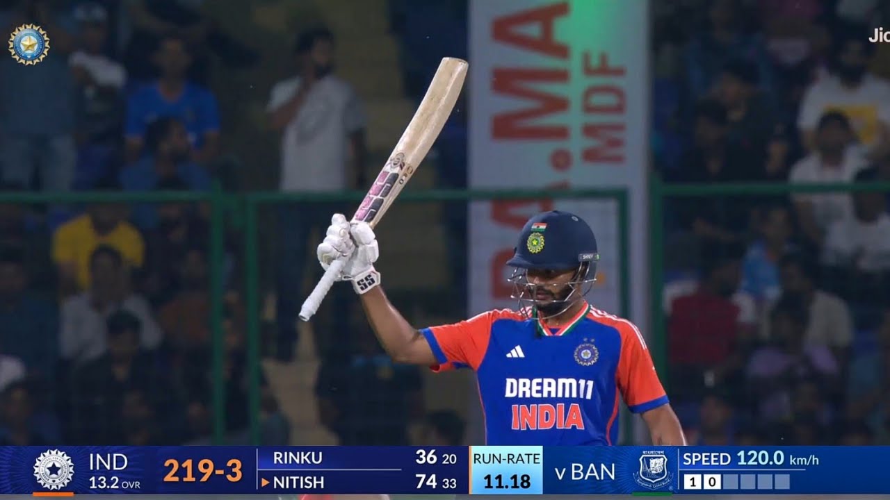 Nitish Kumar Reddy batting highlights 74* runs (17) balls 6,6,6,6,6,6 ...