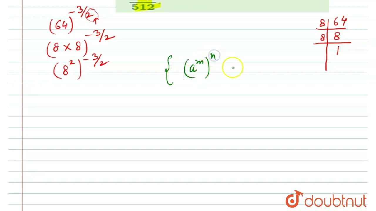 The Value Of 64 3 2 Is Class 11 Maths Doubtnut YouTube