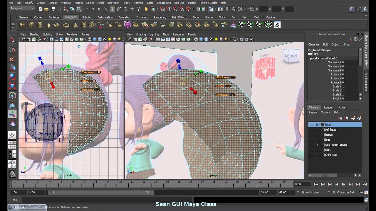 Maya Modeling Vanellope 26 Bigben Maya Class Youtube