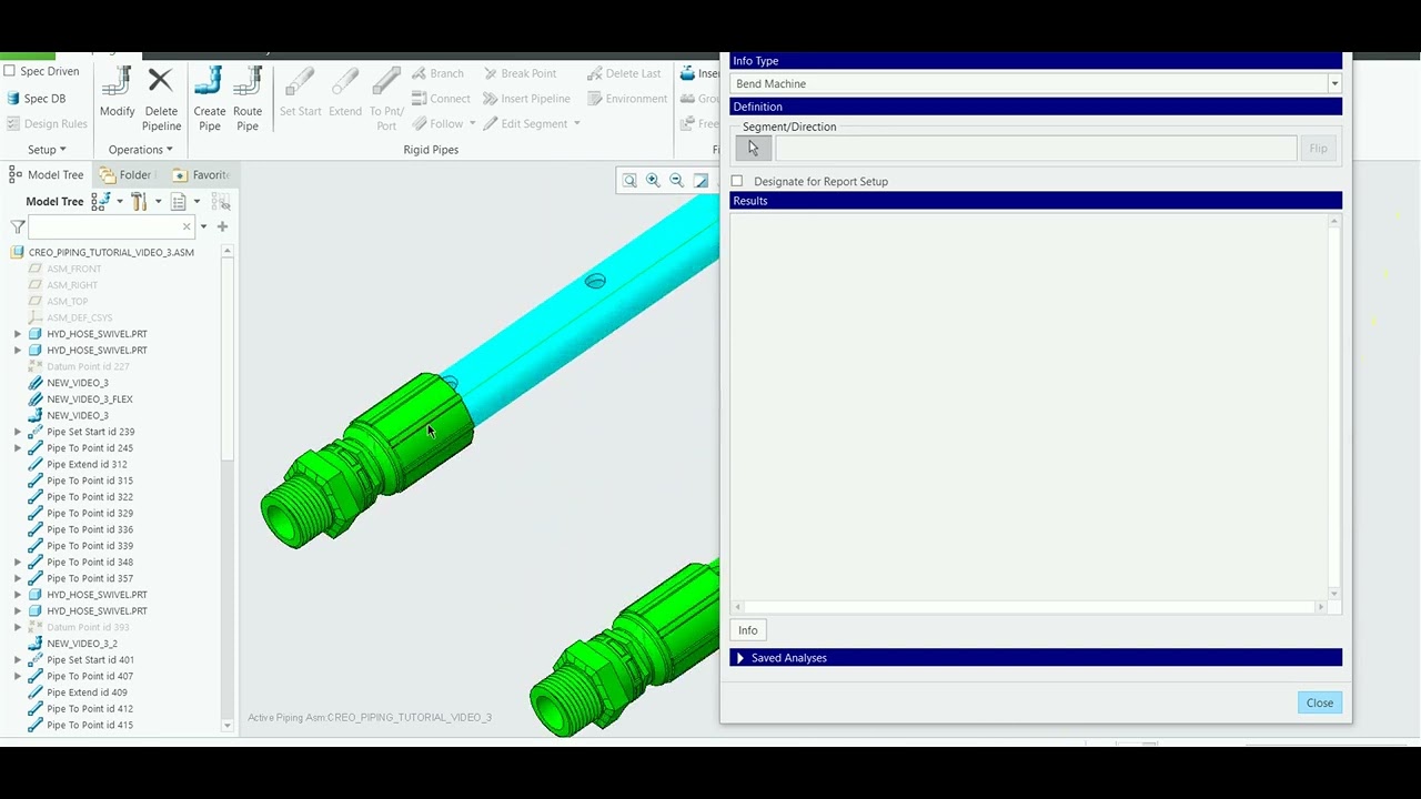 PTC CREO PIPING TUTORIAL - PART 3 - YouTube