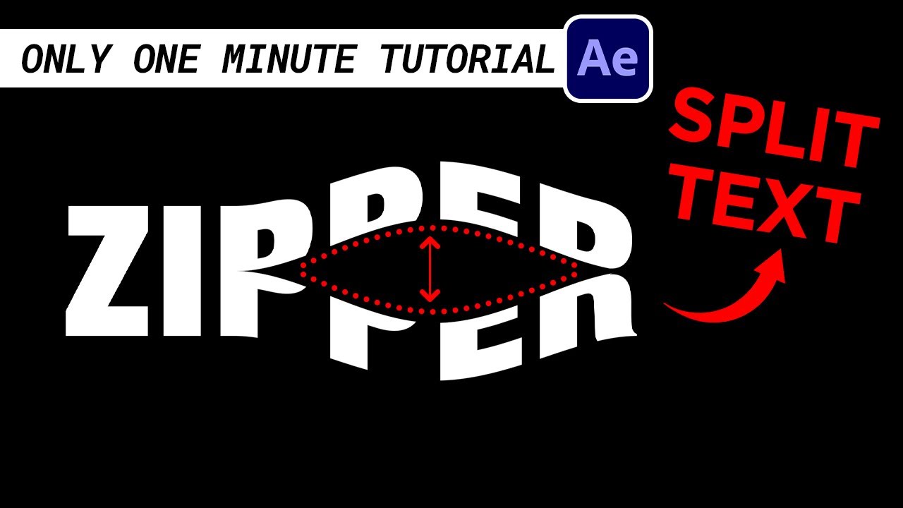 Slice Zipper Cut the Text (NO PLUG-IN) | 1 Minute After Effect Tutorial ...