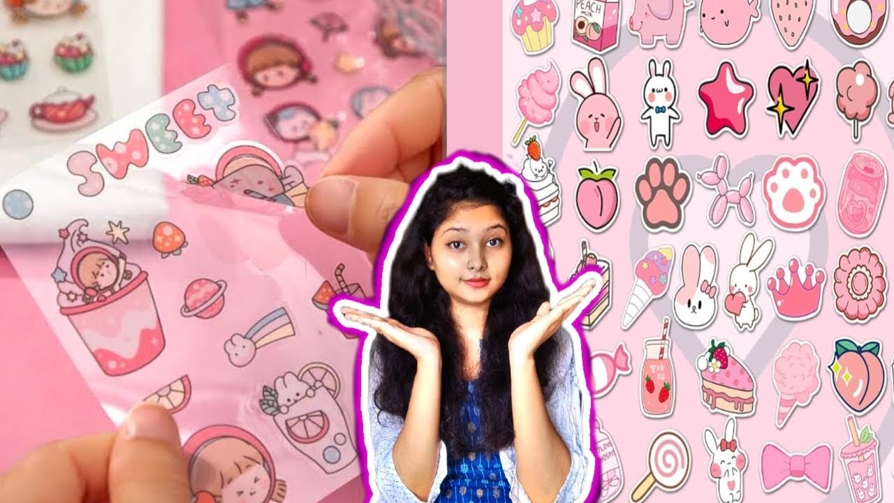 DIY MARKET STYLE KAWALI STICKER AT HOME 🦄🐰🐞🍔🌮 - YouTube