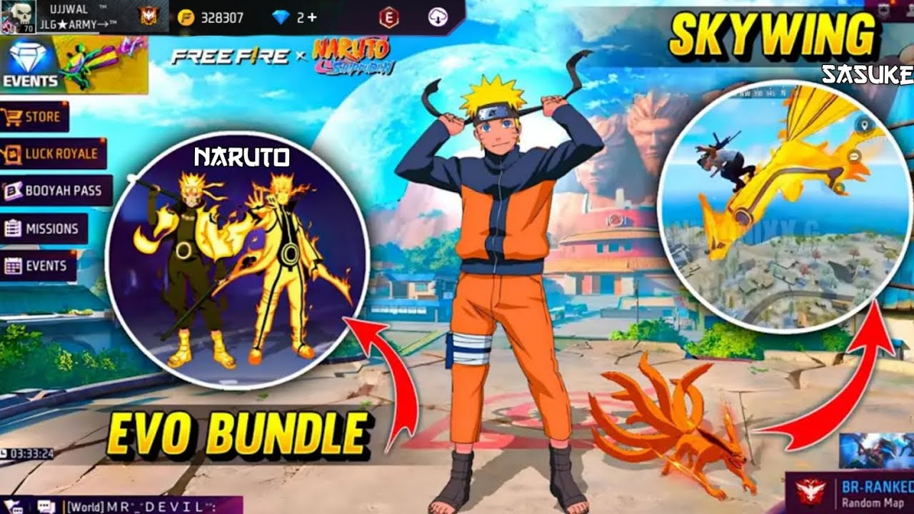FREE FIRE X NARUTO SHIPPUDEN COLLAB 😍 || FULL NARUTO FREE ITEMS ...