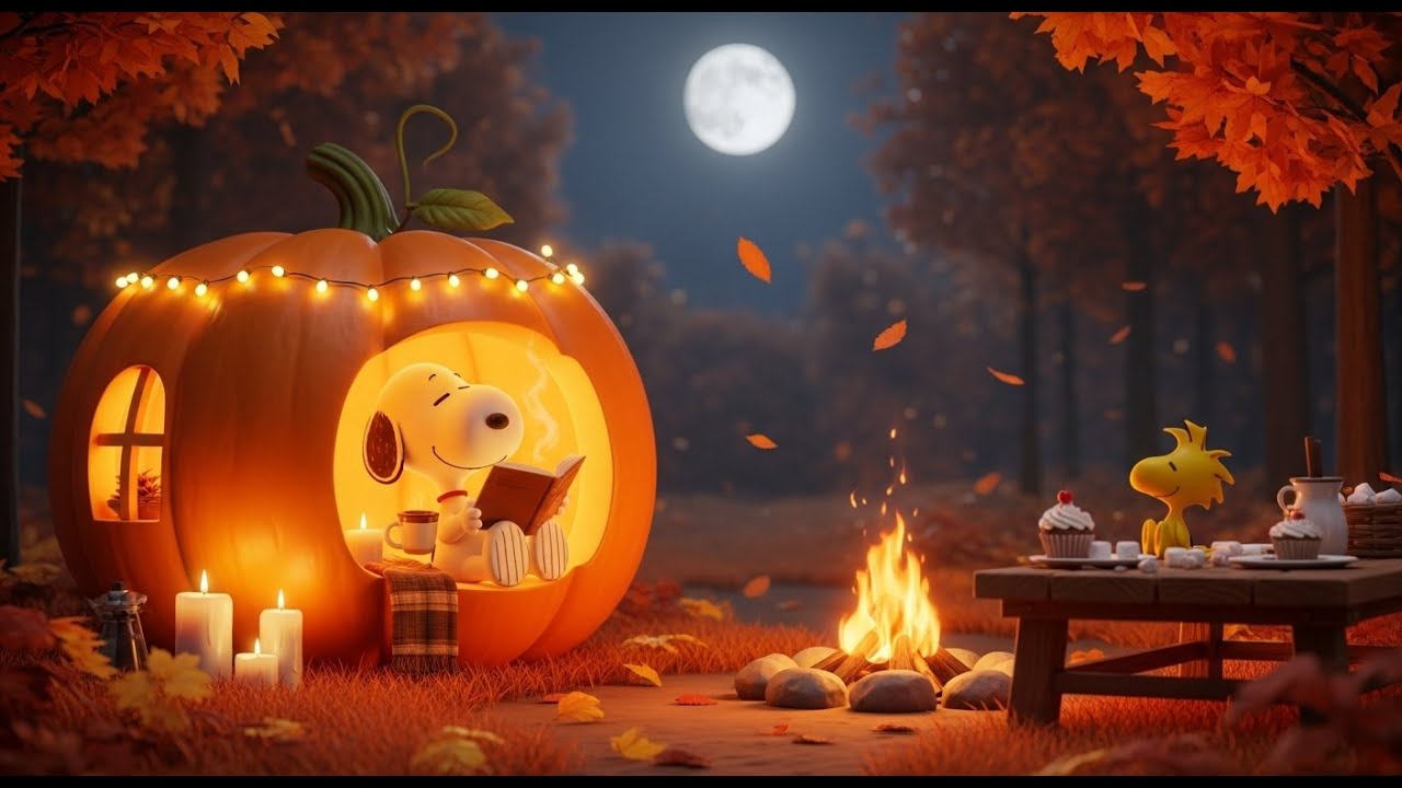 Snoopy's Relaxing Lofi: Pumpkin Sunset Vibes for Studying & Unwinding 😌 ...