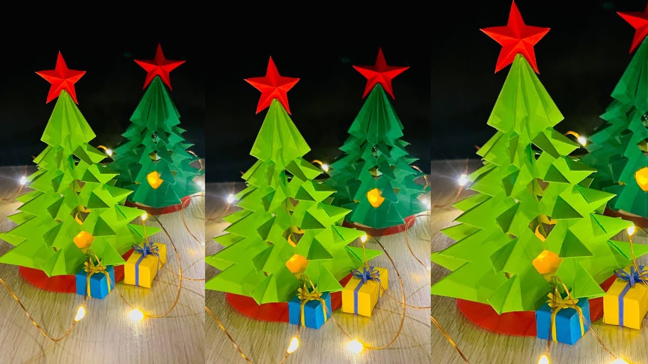 DIY Table top Christmas tree craft | How to make a Christmas tree using ...