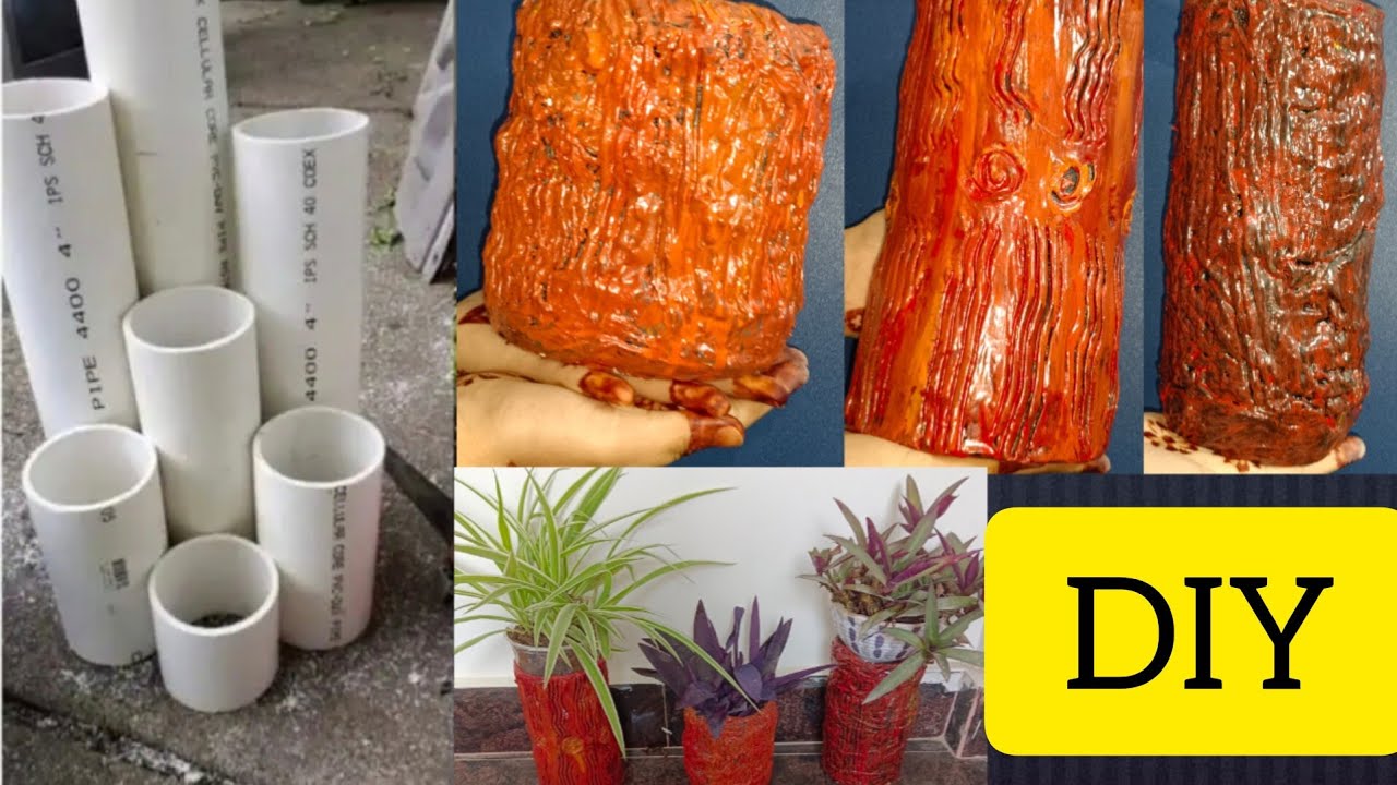 PVC pipe DIY idea beautiful and strong planter from PVC pipe and old ...