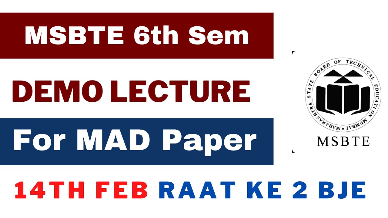 MSBTE 6TH SEM DEMO CLASS FOR COMPUTER & IT Branch | MAD Demo Lecture ...