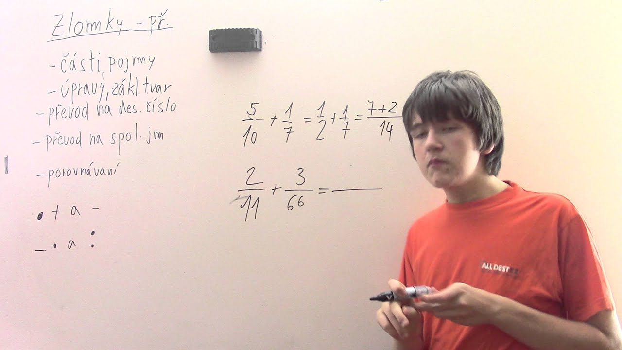 Zlomky - sčítání a odčítání - příklady - YouTube