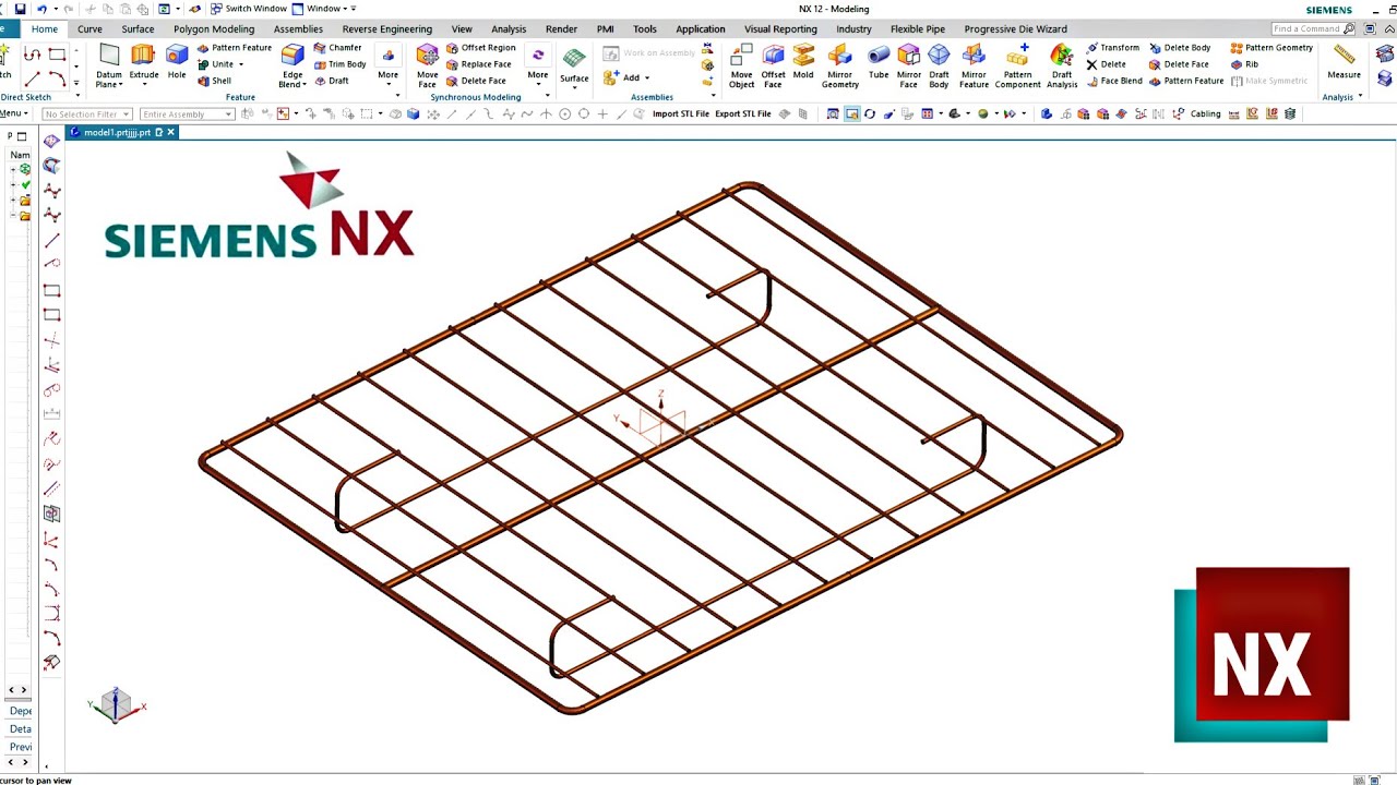 How to make stainless steel piping tray Siemens nx 12 - YouTube