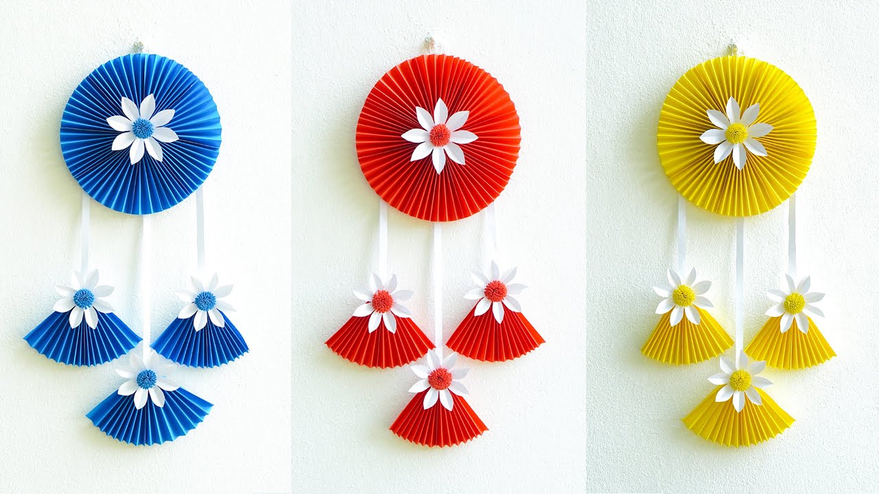 Wallmate | Paper flower Wall hanging | Wall hanging craft ideas ...