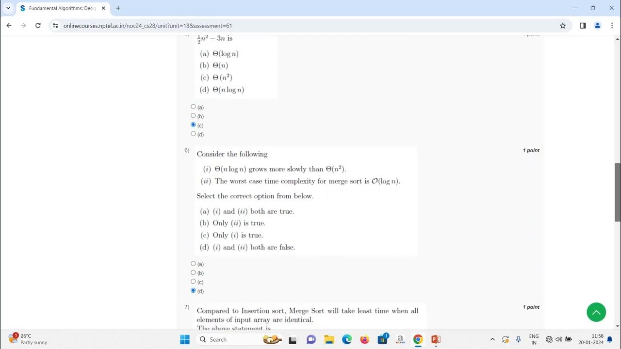 Nptel Fundamental Algorithms Design And Analysis Week1 Assignment1 Solutions Youtube