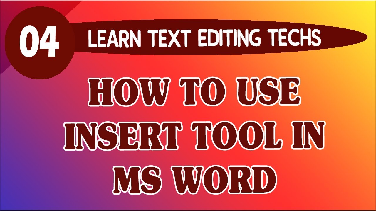 How to Use Insert Tool In MS Word || Learn Text Techniques - YouTube