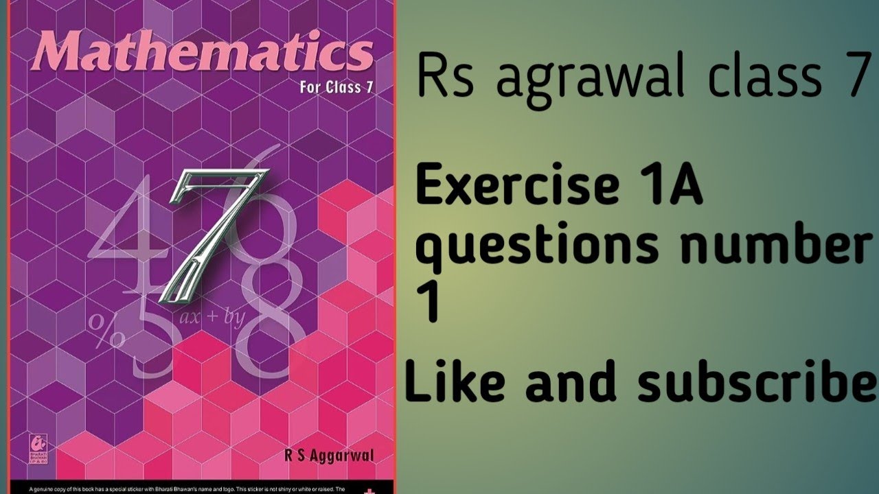 Rs Agrawal Class 7 | Question number 1?#video - YouTube